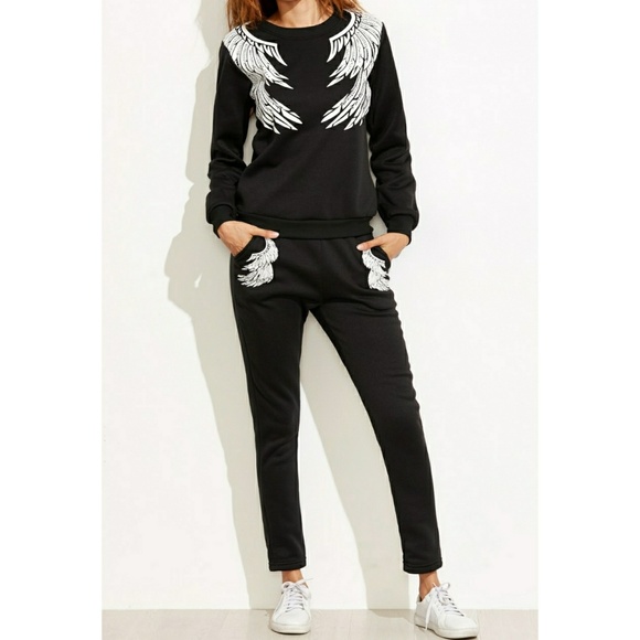 Unbranded | Tops | Viva Angel Wings Print Sweatshirt With Pants | Poshmark